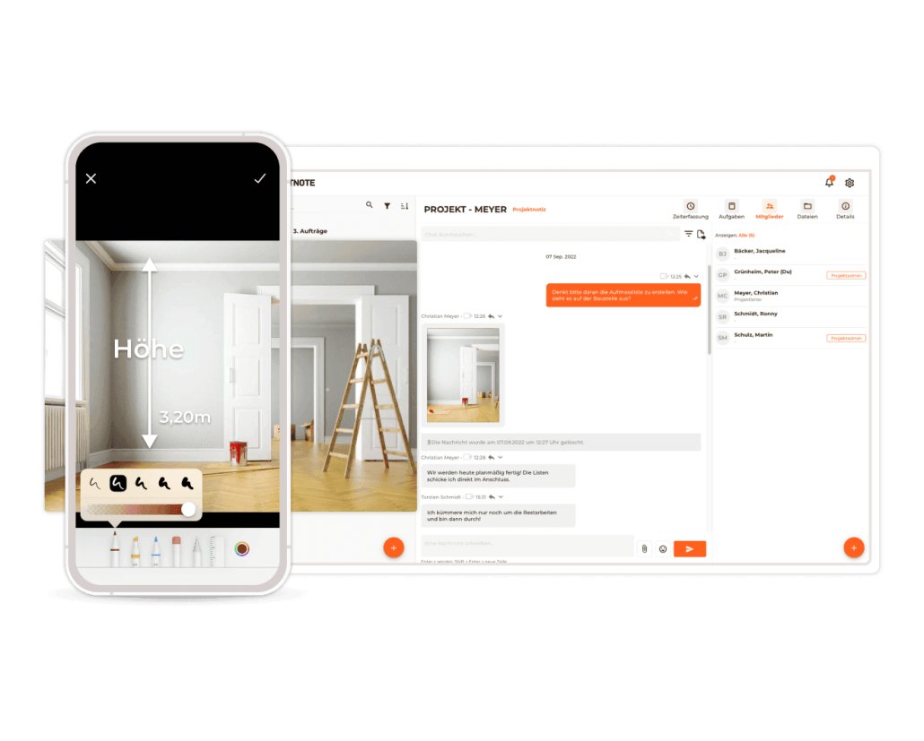Alle Craftnote Funktionen für Büro und Baustelle vorgestellt