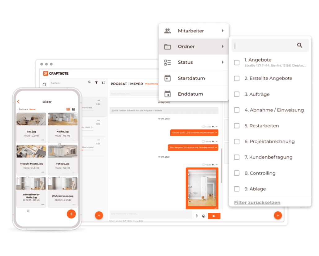 Alle Craftnote Funktionen für Büro und Baustelle vorgestellt